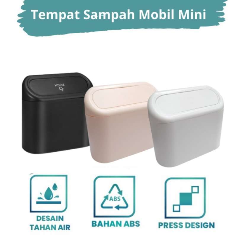 Jual Tempat Sampah Mini Portable Trash Bin Push Tong Sampah Mobil ...