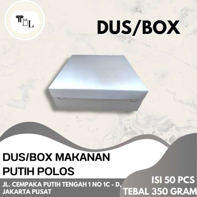 Promo DUS / BOX MAKANAN PUTIH POLOS - TEBAL 350 GRAM - 50PCS - 18x18x7 ...