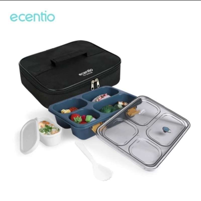 Promo ECENTIO KOTAK PENYIMPANAN MAKANAN / LUNCH BOX 4 GRID 1300 ML BIRU ...