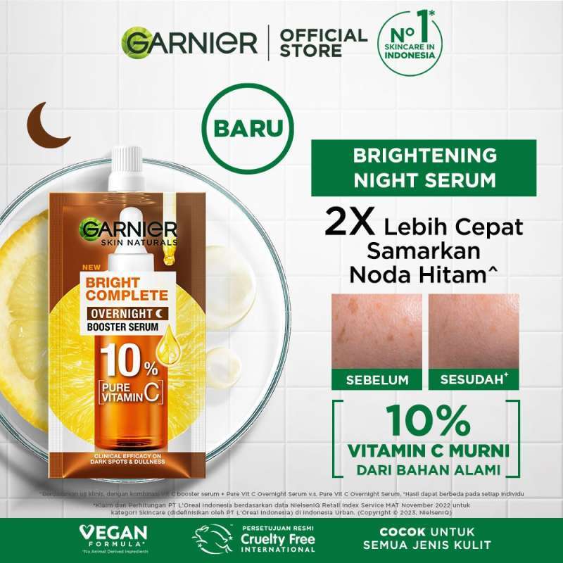 Promo ( Sachet ) Garnier Bright Complete Overnight Serum 7,5ml Diskon ...