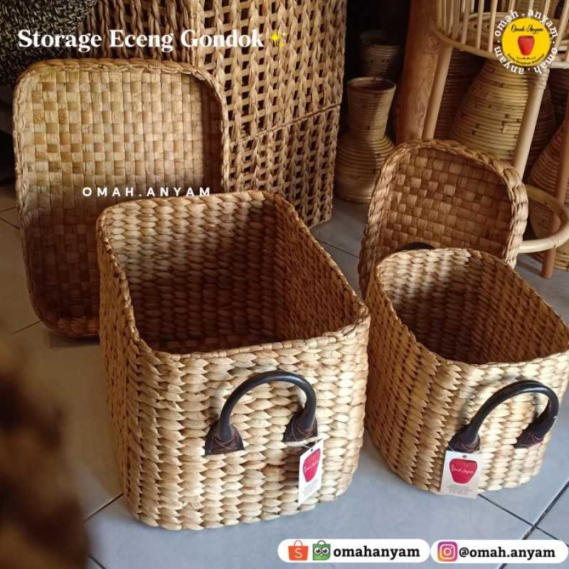 Promo Keranjang Anyaman Tutup/Box Anyam/Kotak Anyaman Eceng Gondok ...