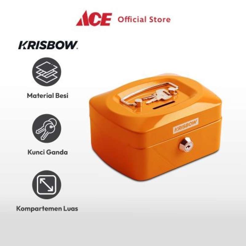 Promo Ace - Krisbow 15.8X12X8 Cm Cash Box Manual Lock - Oranye Diskon ...