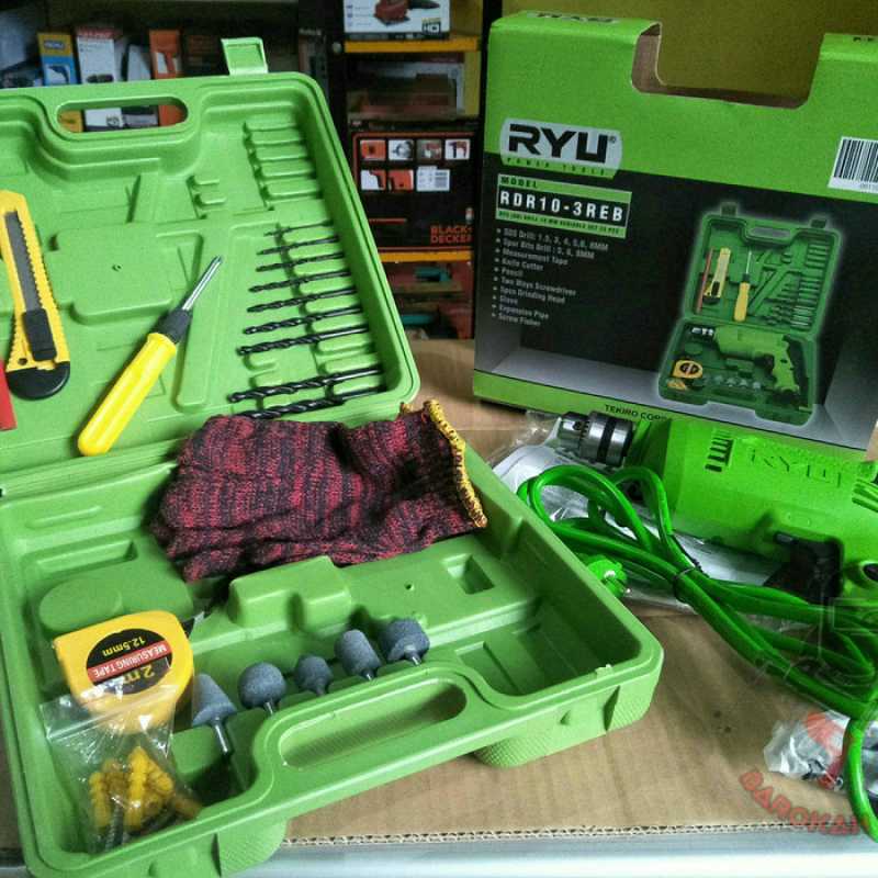 Promo Ryu tekiro Paket mesin Bor tembok RDR 10-3 REB / DRILL SET 22PCS ...
