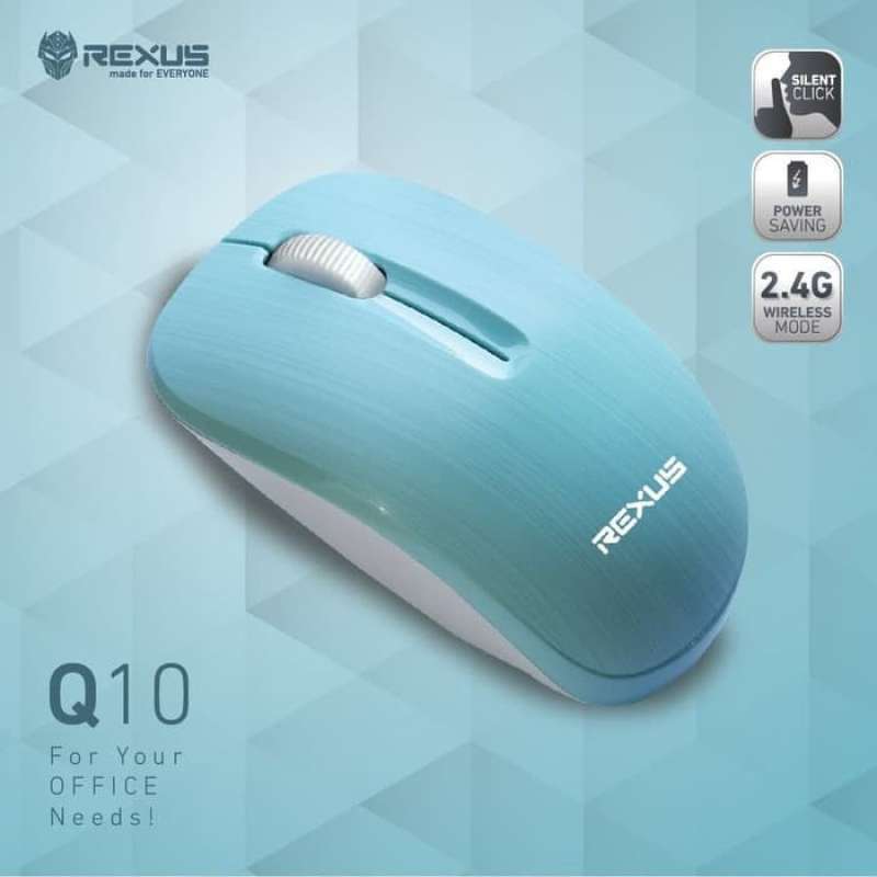 Jual Rexus Office Mouse Wireless Q10 Wireless Silent Click - Blue Di ...