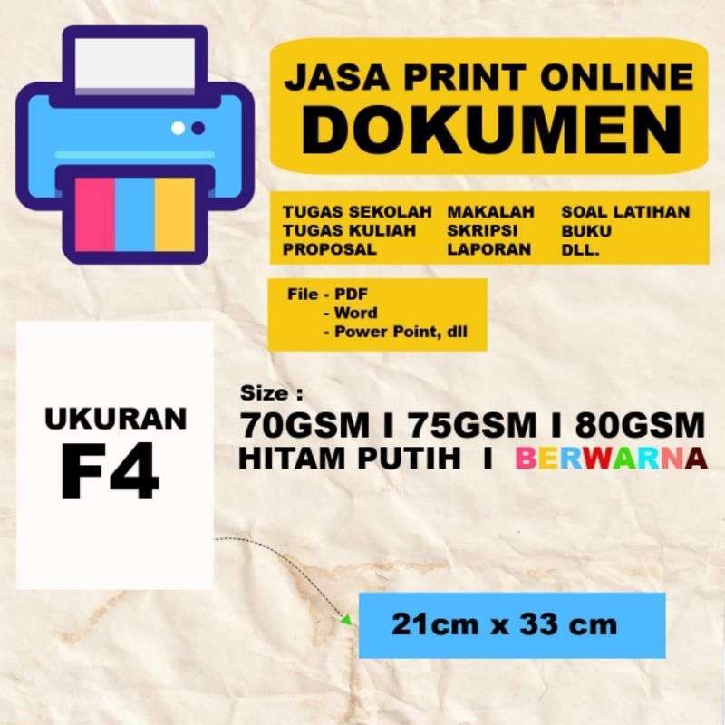 Jual Print Cetak Hvs A5, B5, Letter,kuarto,a4,folio/f4 Hitam ...