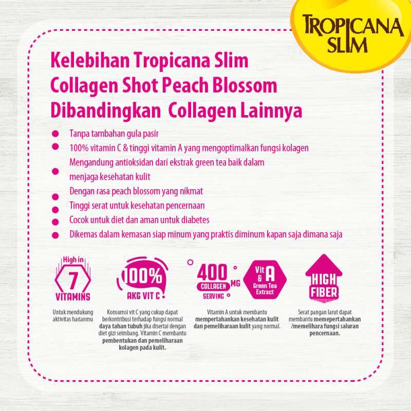 Promo Tropicana Slim Collagen Shot Peach Blossom 190ml (4 Pcs) Diskon ...