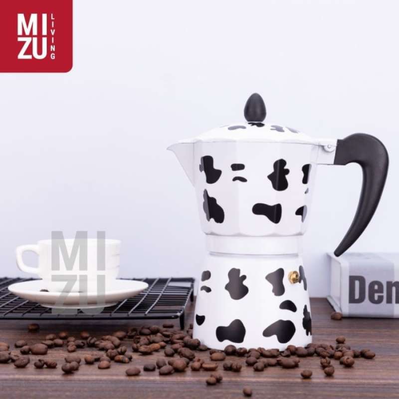 Promo New Moooka Cow Spots Moka Pot Italian Espresso 6 Cups 300ml Teko ...