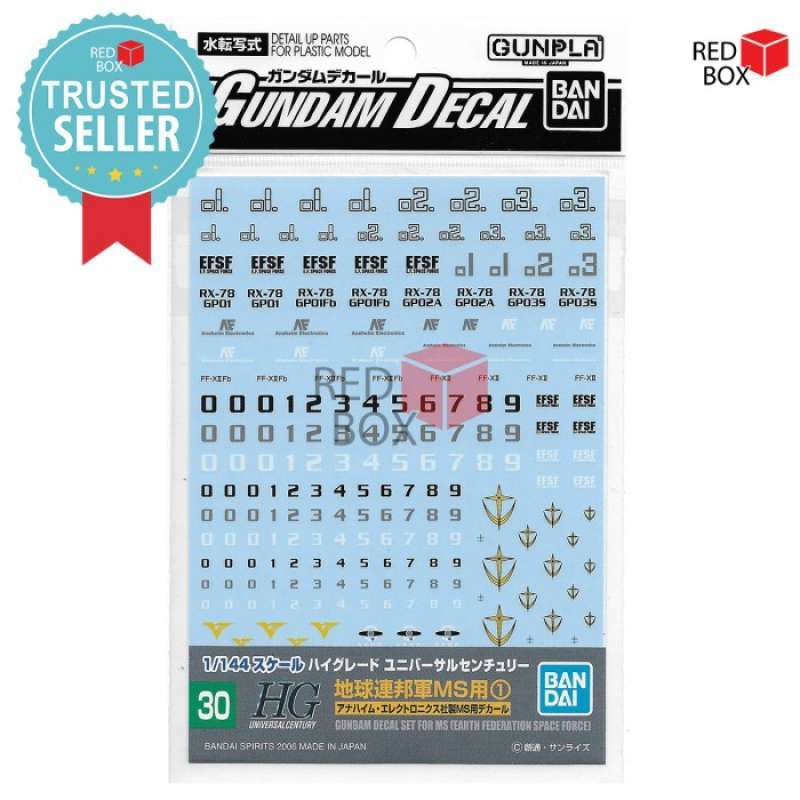 Promo Bandai Decal Hg Ms Efsf Set 1 No 30 Water Slide Decals Gundam ...