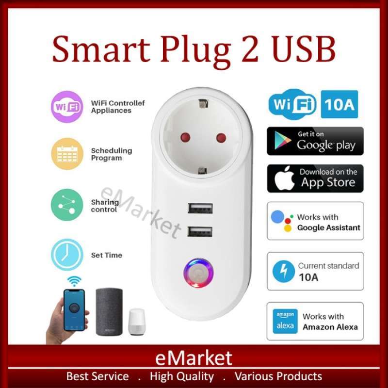 Promo Smart Plug 2 Usb Wifi / Stop Kontak Pintar / Socket Steker Iot - Tokosepuluh10 Diskon 50% ...