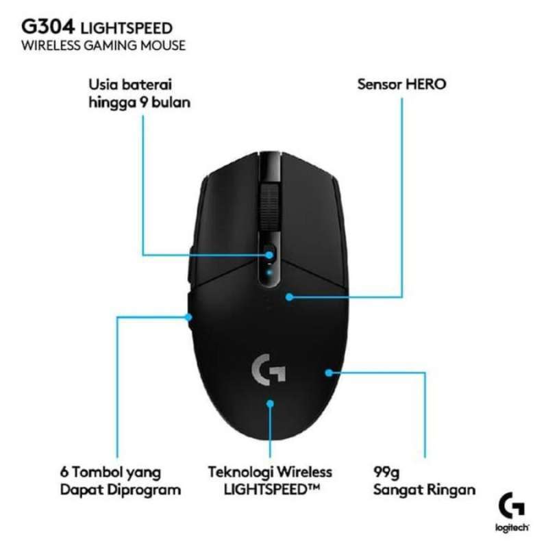 Jual Logitech G304 Lightspeed Wireless Gaming Mouse 12000 Dpi - White ...