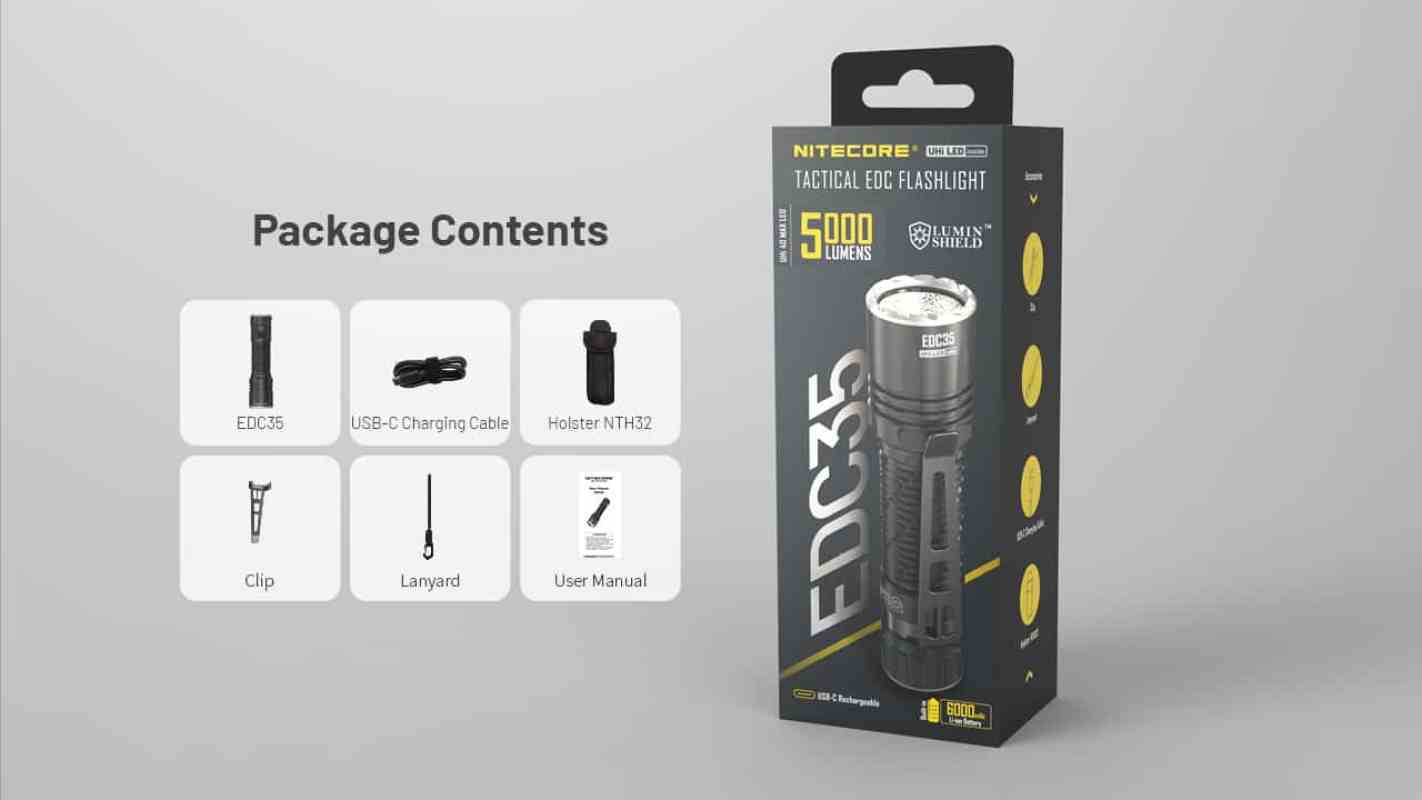 Promo Nitecore Edc35 Rechargeable Led Flashlight 5000 Lumens / Senter ...