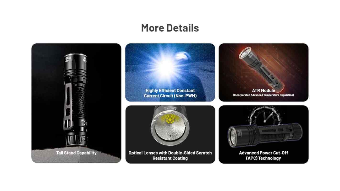Promo Nitecore Edc35 Rechargeable Led Flashlight 5000 Lumens / Senter ...