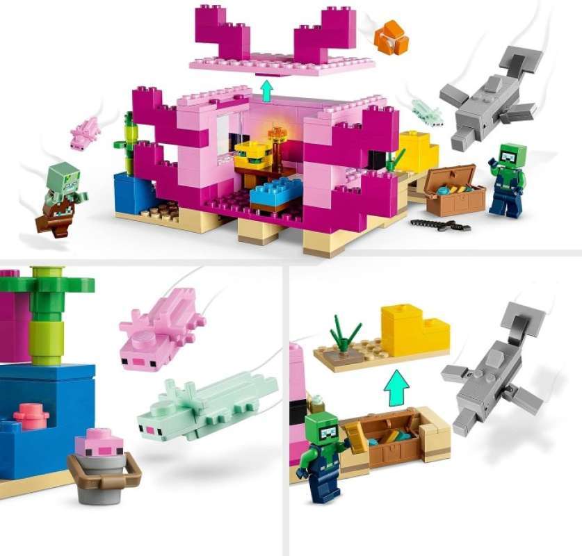 Promo Lego 21247 Minecraft The Axolotl House Set, Buildable Underwater ...