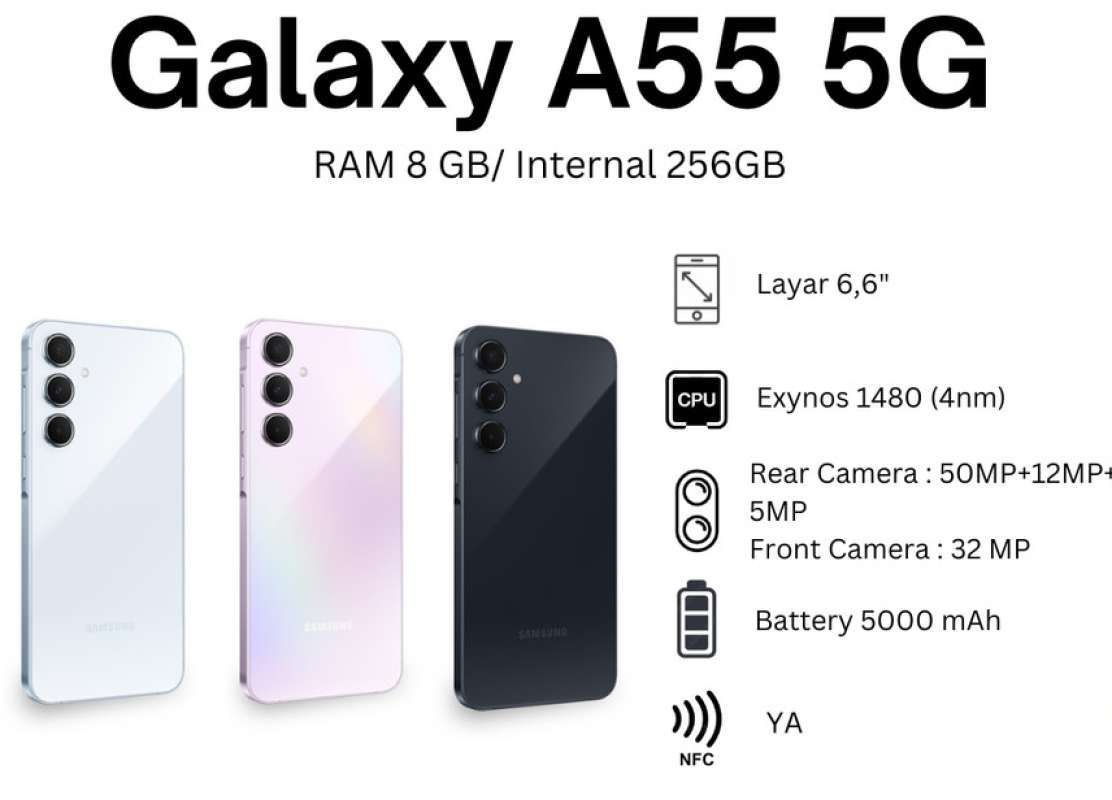 Jual Samsung A55 Ram 8/256 Gb Garansi Resmi Original Bisa Kredivo / Paylater - Lilac Di Seller ...