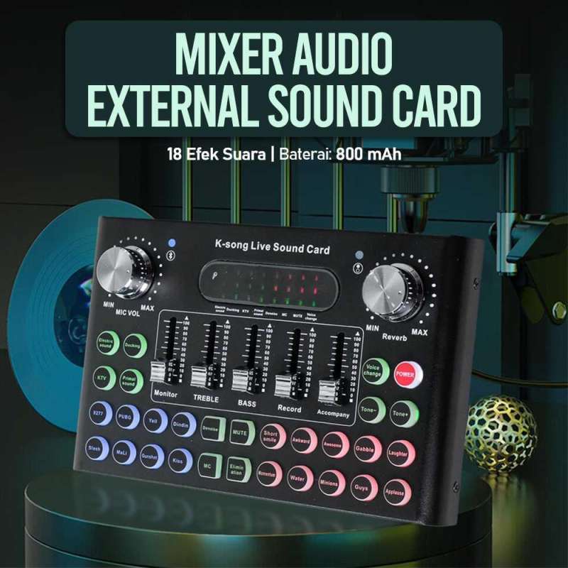 Jual Leedoar Mixer Audio External Sound Card Live Voice Changer 18 ...