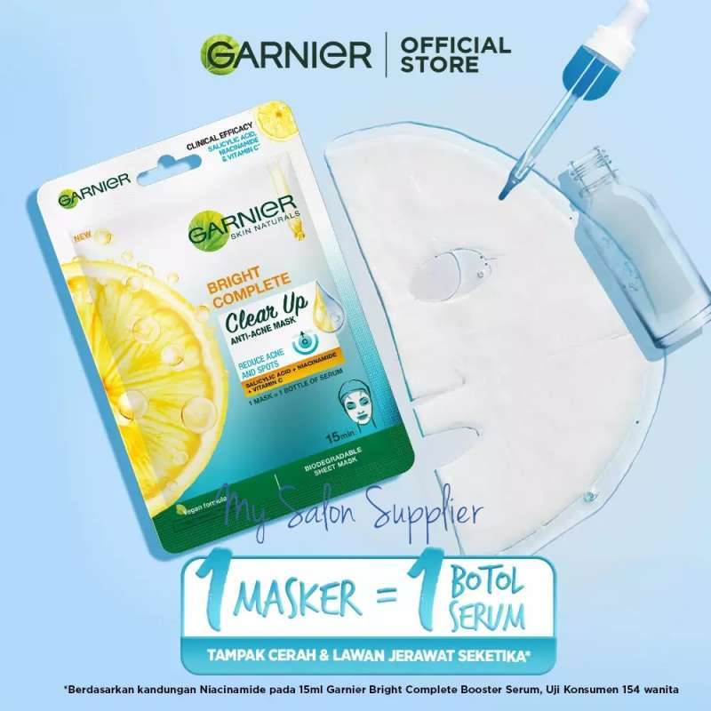 Jual Garnier Bright Complete Clear Up Anti Acne Srm Mask Sachet/sheet ...