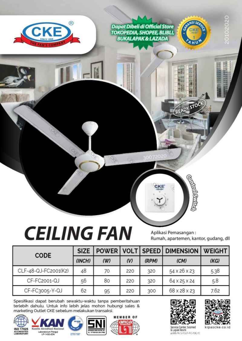 Promo Cke Ceiling Fan 62 Inch Kipas Angin Gantung Plafon Rumah Sejuk ...
