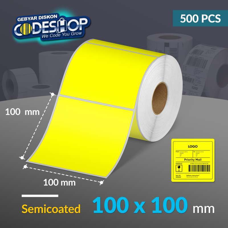 Jual Codeshop Label Semicoated 100 X 100 Mm 1 Line Warna Stiker Printer ...