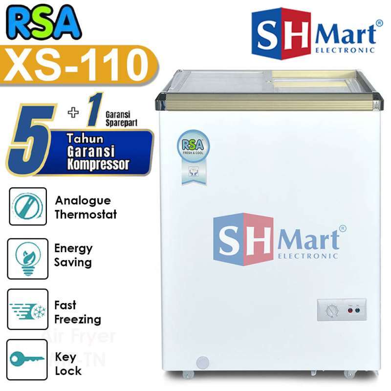 Jual Chest Freezer Rsa Sliding Kaca Freezer Box 100 Liter Xs-110 / 171 ...