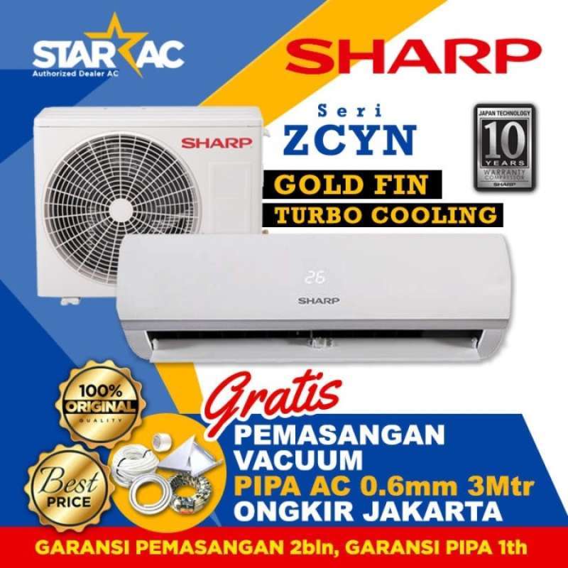 Promo Ac Sharp 1pk Ah-a9zcyn 1 Pk + Pasang (goldfin) Diskon 3% Di ...