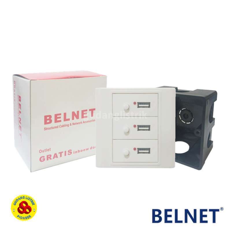 Promo Belnet Stop Kontak Usb Charger 3 Ports W/ On Off Switch Indicator ...