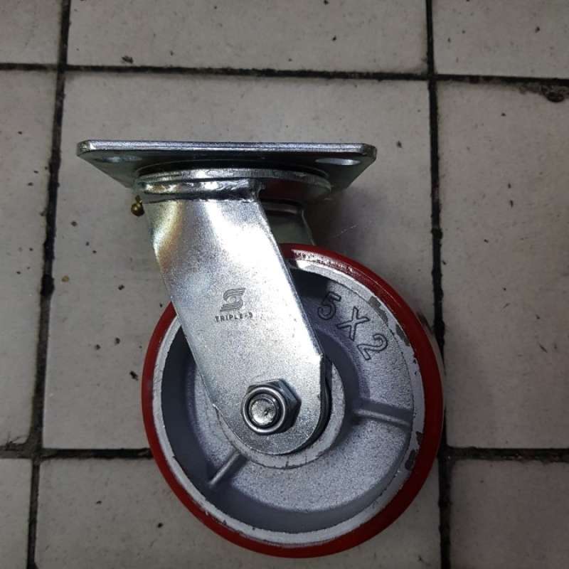 Promo Roda Trolley Pu Heavy Duty Caster Taiwan 5 Inch Hidup Diskon 9% ...