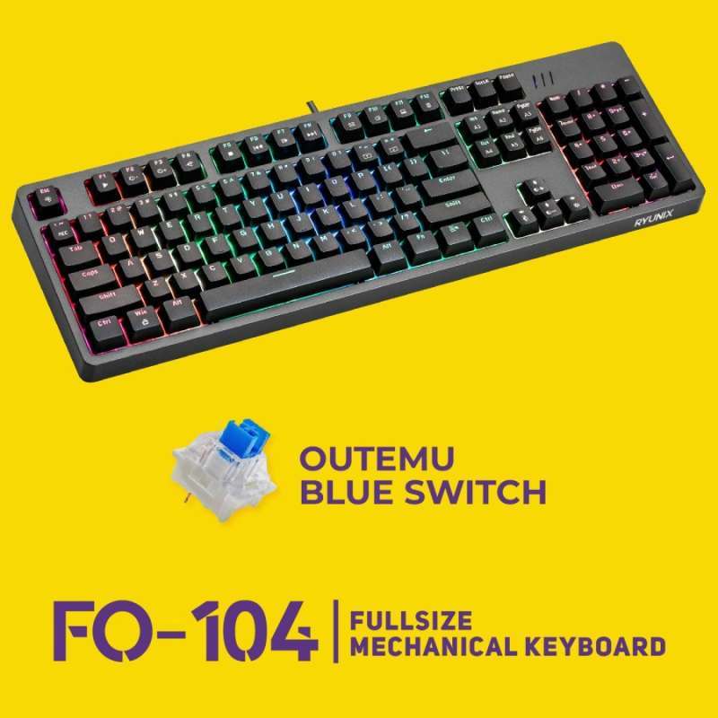 Jual Sades Ryunix Fo104 / Fo-104 Wired Mechanical Keyboard Fullsize Fo 104 - Blue Switch Di ...