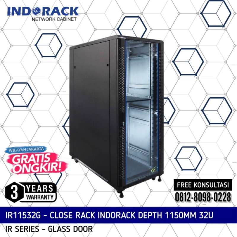 Promo Close Rack Indorack Glass Door Rak Server 32u Depth 1150mm ...