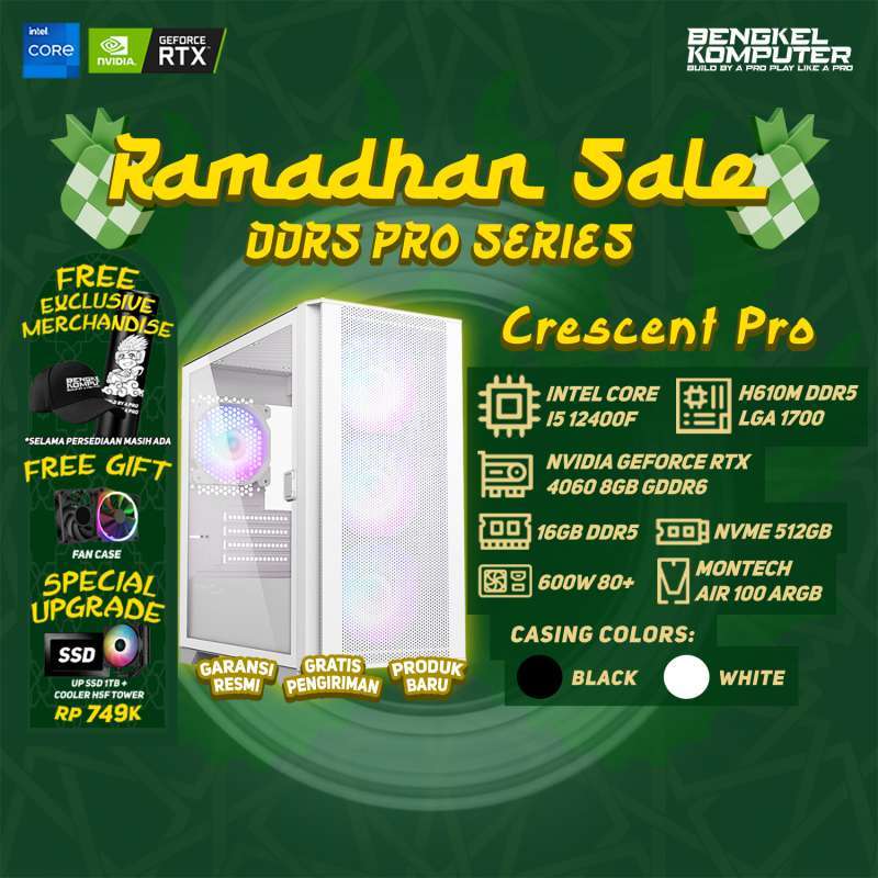 Jual Ramadhan Sale | Crescent Pro - Intel Core I5 12400f - Rtx 4060 8gb Gddr6 | Pc Ddr5 Series ...