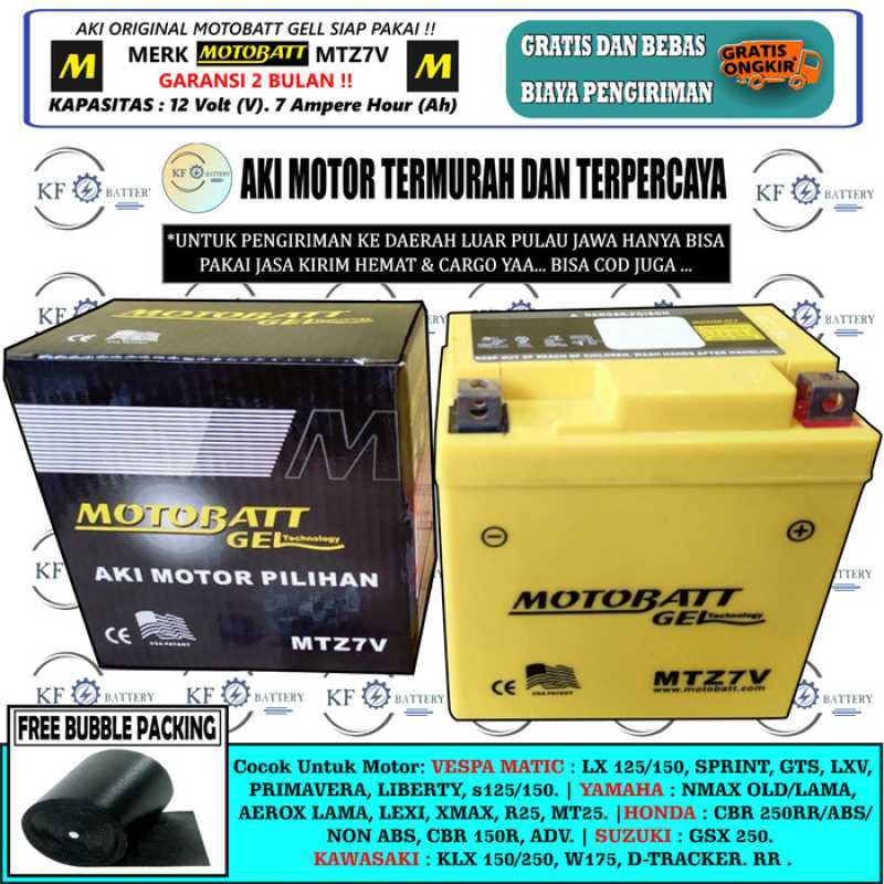 Promo Aki Motor Nmax Old, Aerox, Lexi, Xmax, Adv 150 Mtz7v Motobatt Gel ...