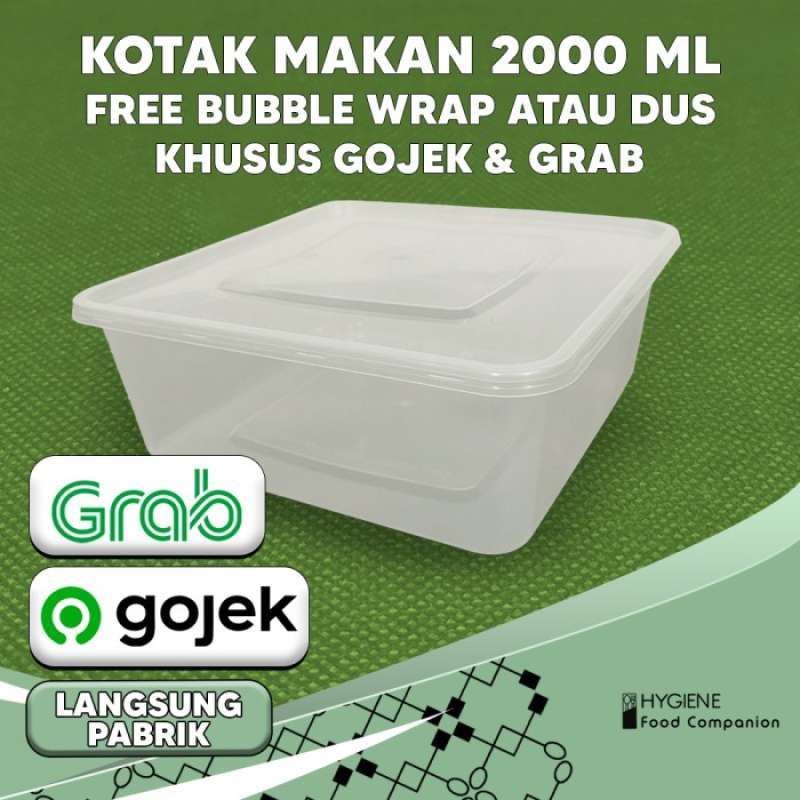 Promo Thinwall Square 2000 Ml Kotak Makan Plastik 2000ml Food