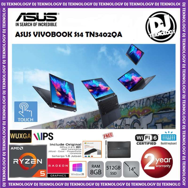 Promo Asus Vivobook S14 Flip Tn3402qa Ryzen 5-5600h 8g 512g 14touch W11 ...