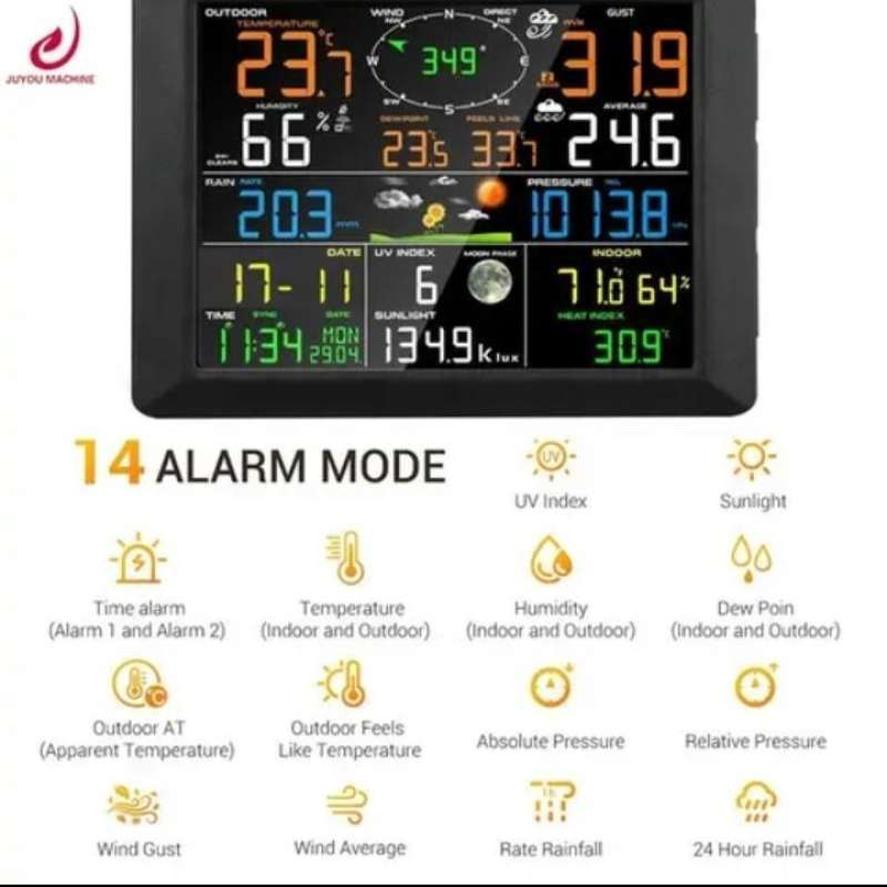Jual Wireless Weather Station Wifi App Sunlight Dew Point Rain Uv ...