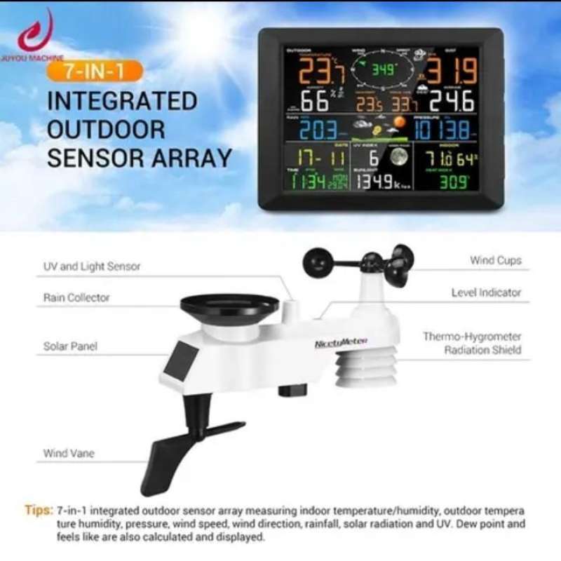 Jual Wireless Weather Station Wifi App Sunlight Dew Point Rain Uv ...