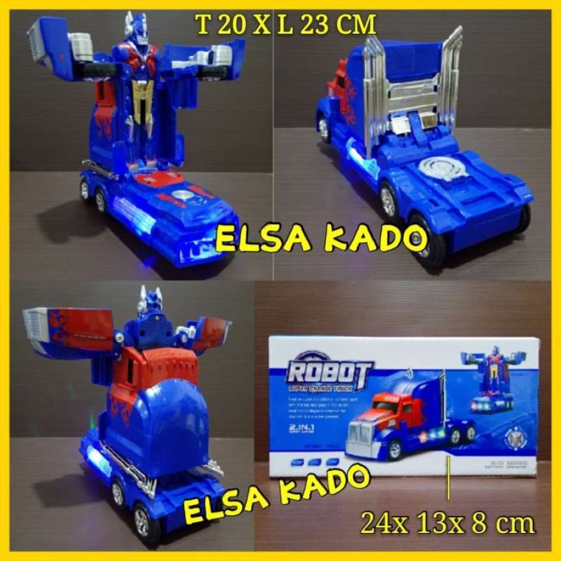 Promo Mainan Mobil Transformer Optimus Robot Car Change Truck Bump N Go ...