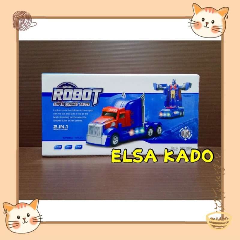 Promo Mainan Mobil Transformer Optimus Robot Car Change Truck Bump N Go ...