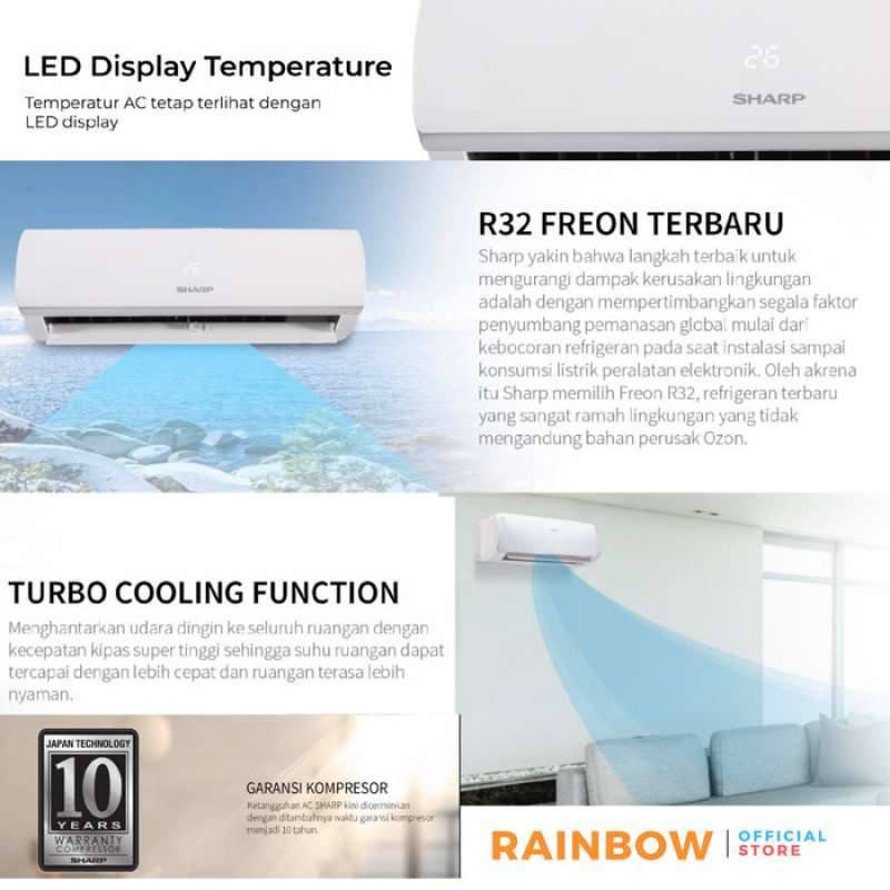 Promo Ac Sharp 1/2 Pk Low Watt Ah5zcy Diskon 33% Di Seller Lancar Niaga ...