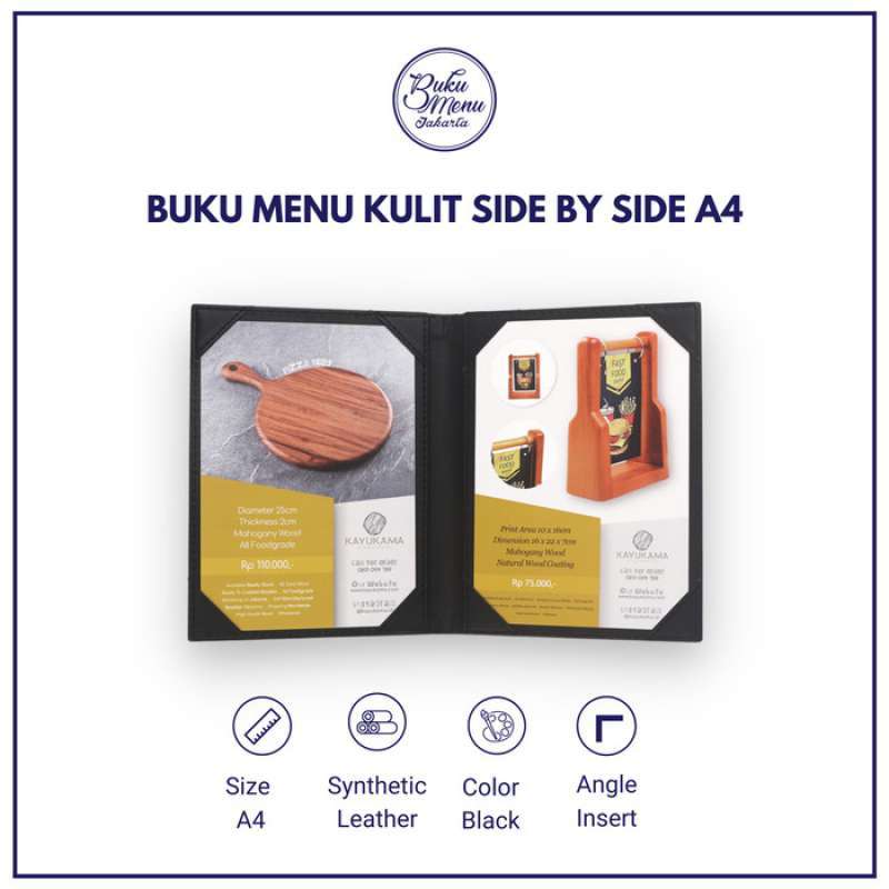 Promo Buku Menu Restoran Kulit Side By Side A4 Menu Cafe Coffee Shop ...