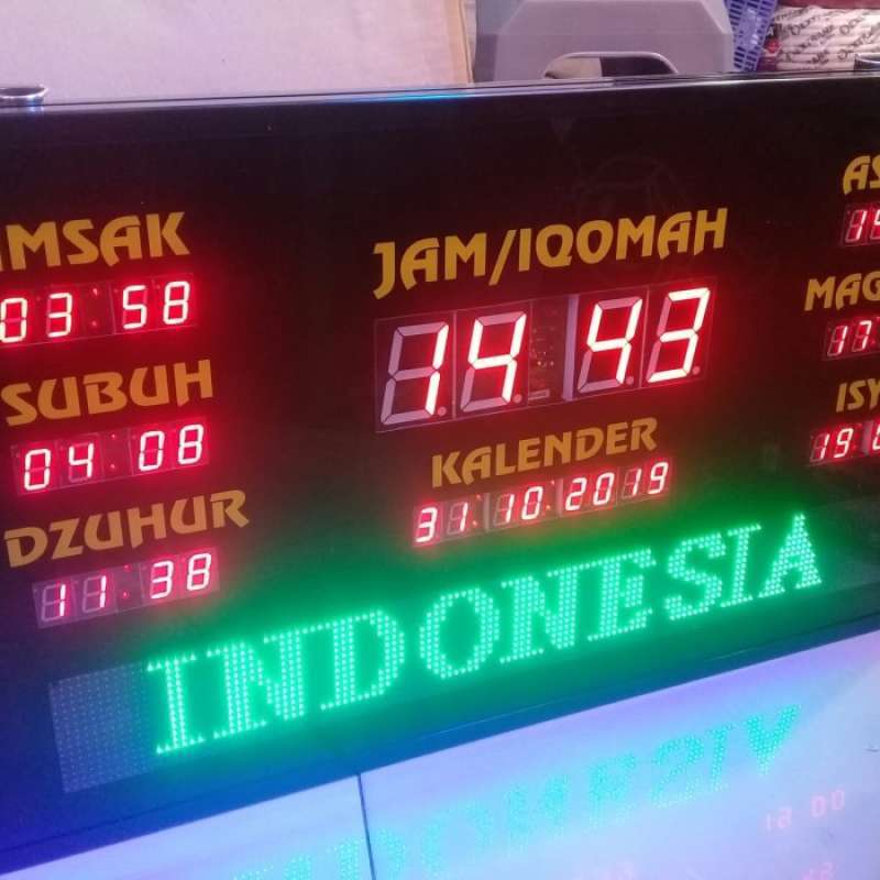 Promo Jam Masjid Box Running Text Led Merah Hijau Diskon 20% Di Seller ...