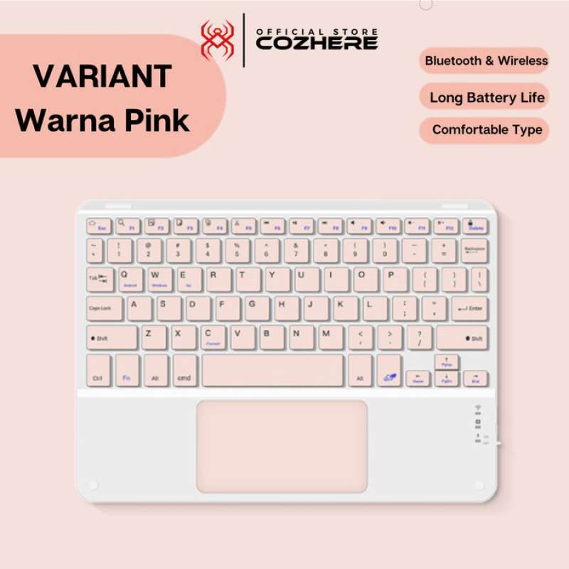 Promo Keyboard Wireless Keyboard Bluetooth Mini With Touchpad Portable Pc Putihpink Diskon