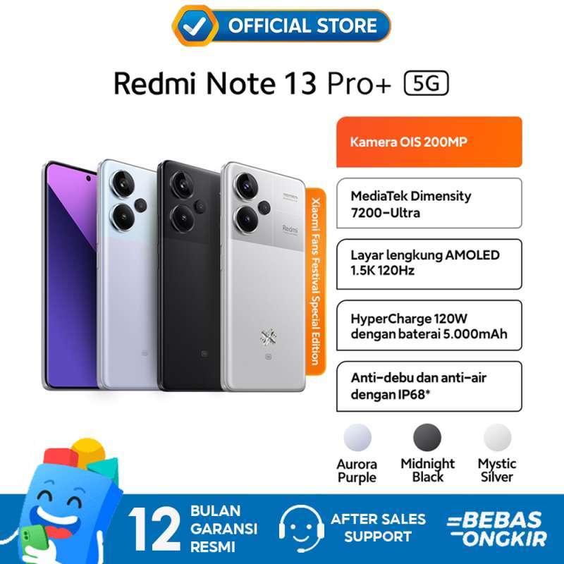 Promo Xiaomi Redmi Note 13 Pro+ 5g 12/512 Gb Garansi Resmi - Silver ...