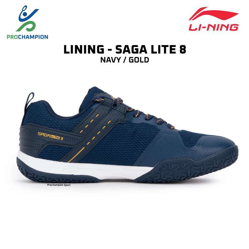 Promo Sepatu Badminton Lining Saga Lite 8 Original Navy Gold Diskon 20% ...