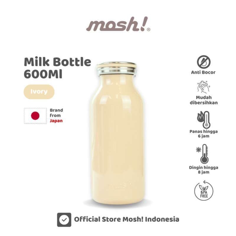 Promo New! Mosh Milk Bottle - Botol Minum Stainless Steel 600ml - Ivory Diskon 23% Di Seller ...