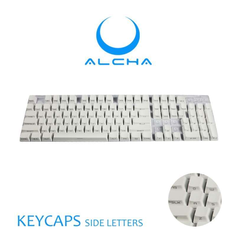 Promo Alcha Keycaps Pbt Side Letters Print Mechanical Keyboard White ...