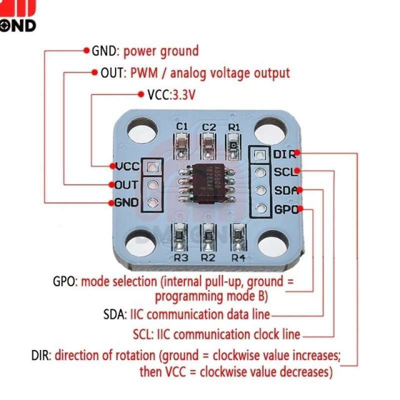 Jual Modul Sensor Magnetic Encoder As5600 As 5600 High Precission Magnet Rotation Angle Arduino ...