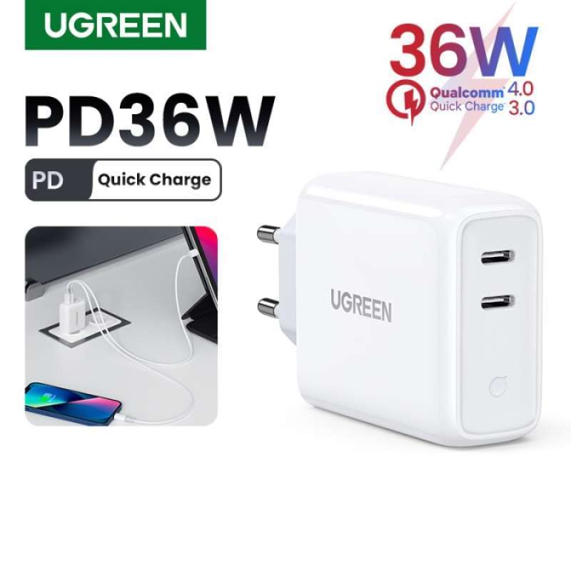 Promo Ugreen Pd 36w Wall Charger Dual Port Usb Type C Qc4 0 3 0 Cd199