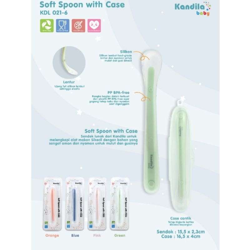 Jual Kandila Baby Soft Spoon Silicone With Case | Kdl 021-6 | Sendok ...