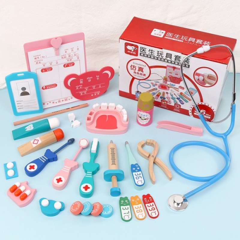 Promo Mainan Dokter Dokteran Anak Free Tas - Red Doctor Medical Wooden ...