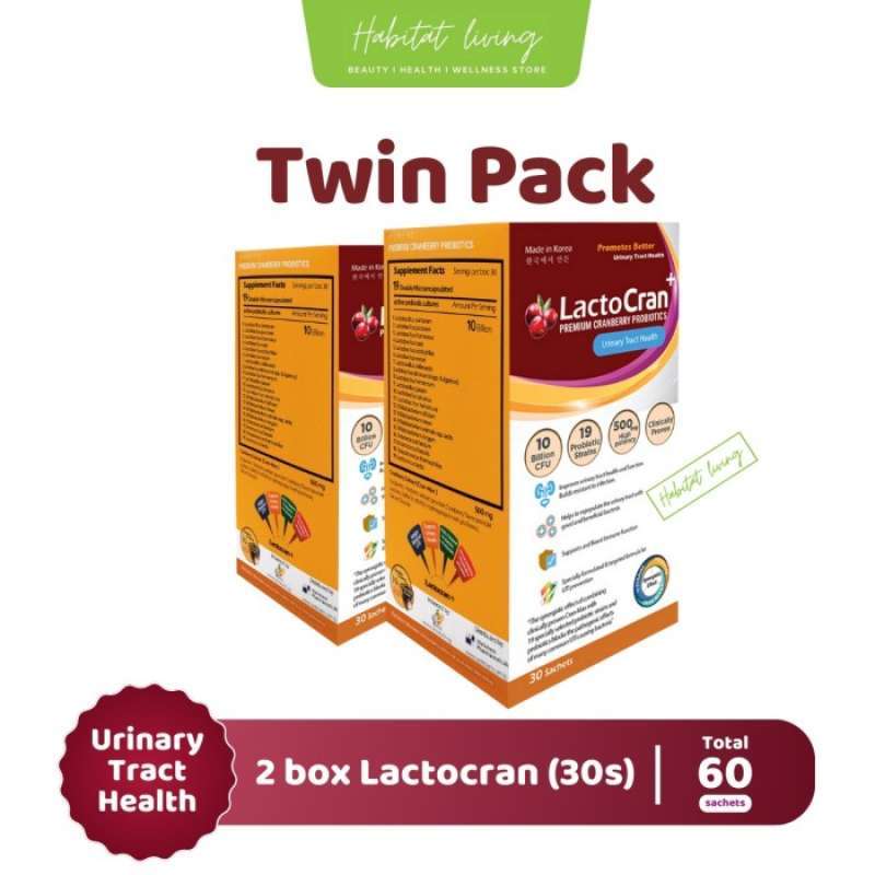 Promo Lactocran+ Premium Cranberry Probiotics | Twin Pack | 60 Sachets ...