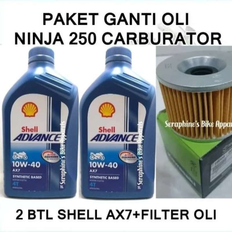 Promo Paket Oli Shell Advance Ax7 10w40 2x1l + Filter Oli Ninja Karbu ...
